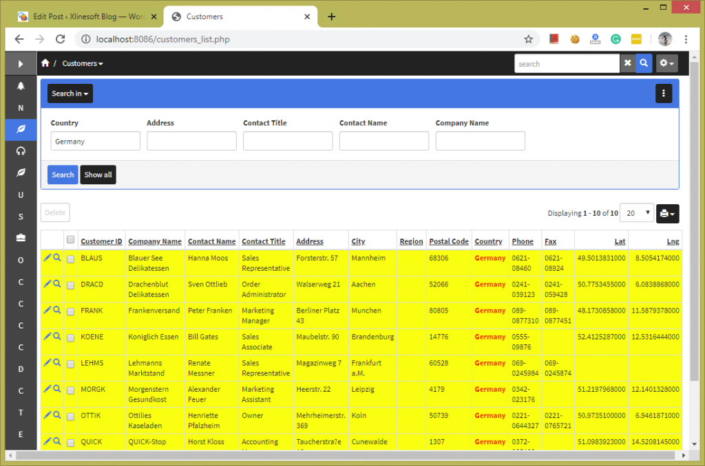 Making search panel horizontal – Xlinesoft Blog